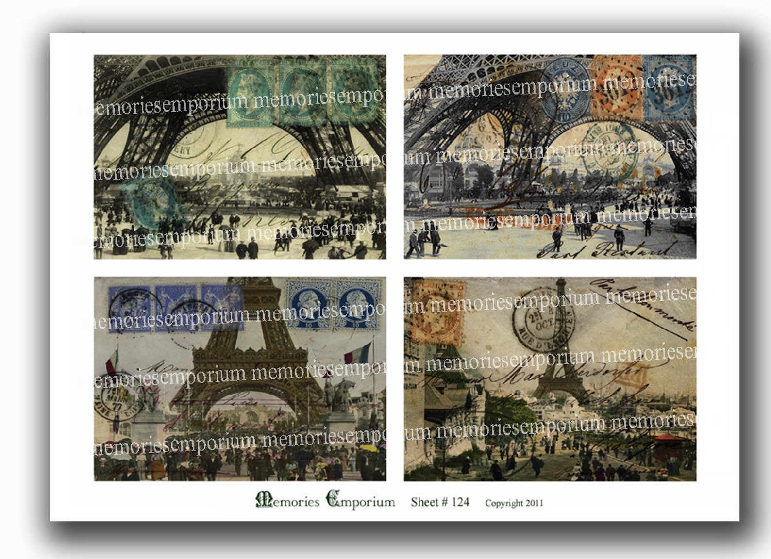 Shabby Chic Eiffel Tower Postcards French Antique Paris Decoupage ...