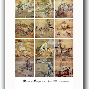 Childrens Story Book Illustrations Storybook 2 Inch Squares Decoupage ...