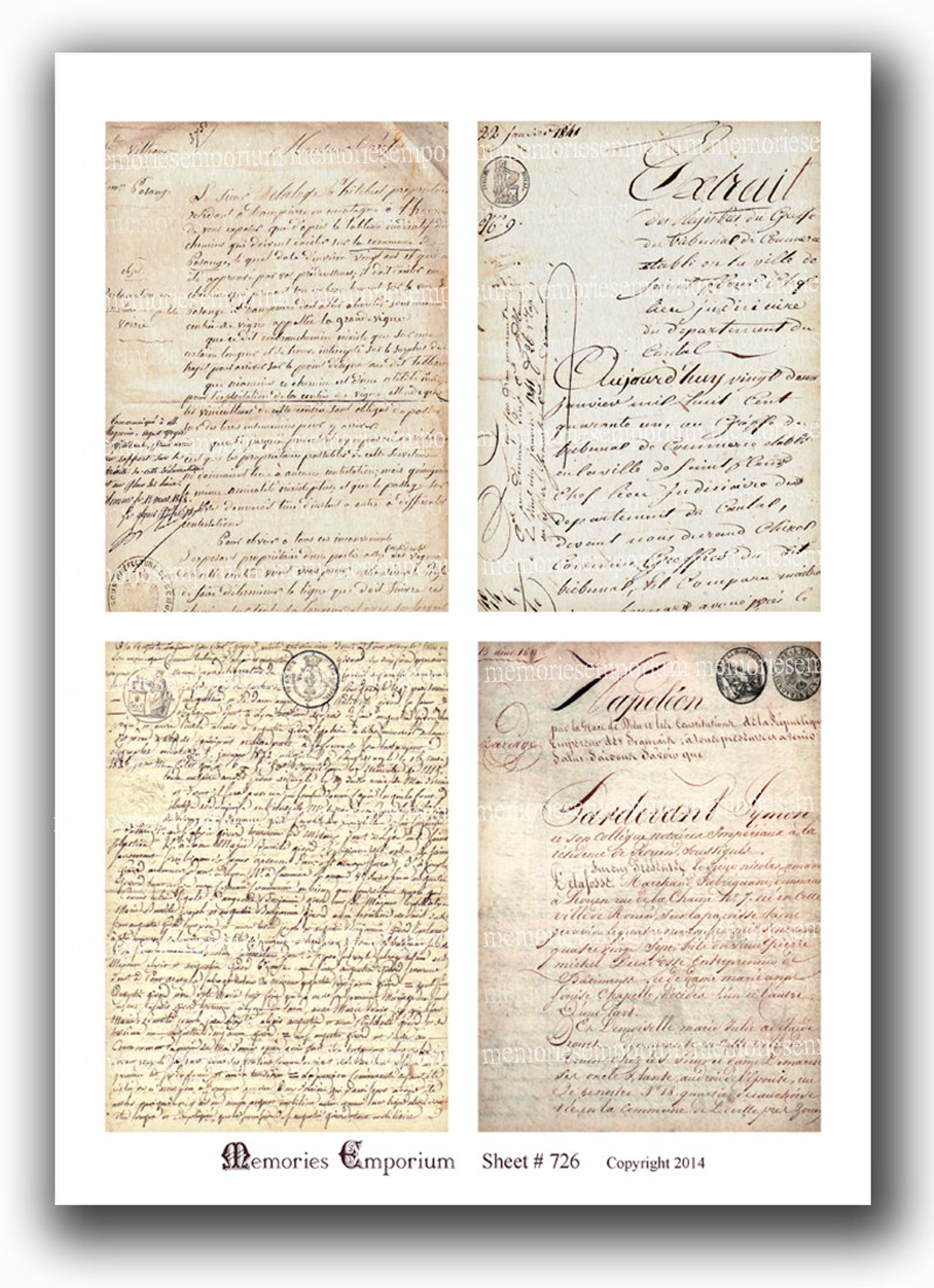 French Handwriting Digital Paper Clipart Antique Documents Vintage ...