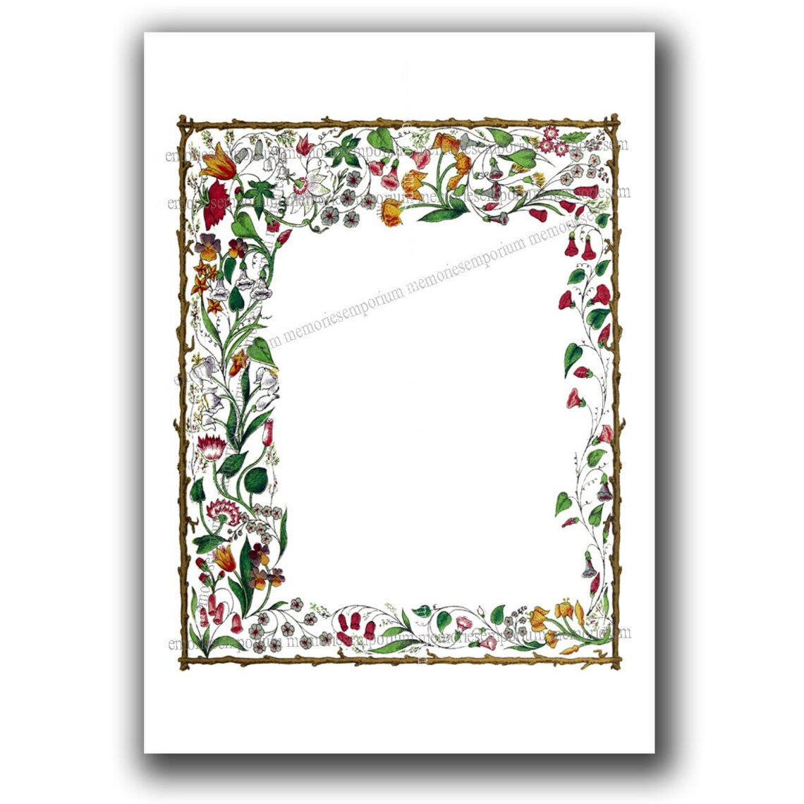 Flower Illumination Border Stationery Page Digital Download for ...