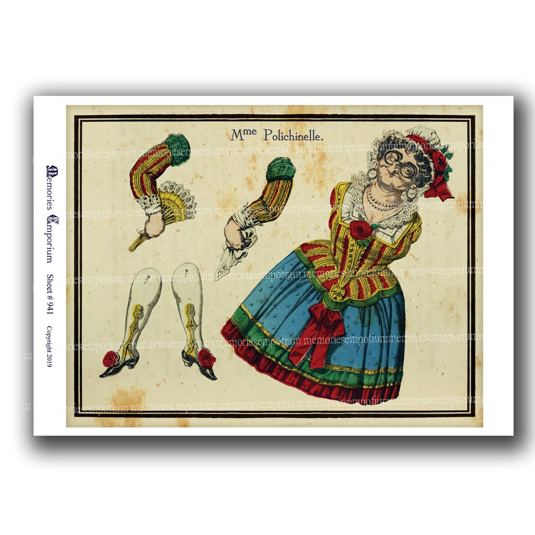 Mrs Punch Judy Printable Paper Puppet Marionette Mme Polichinelle ...