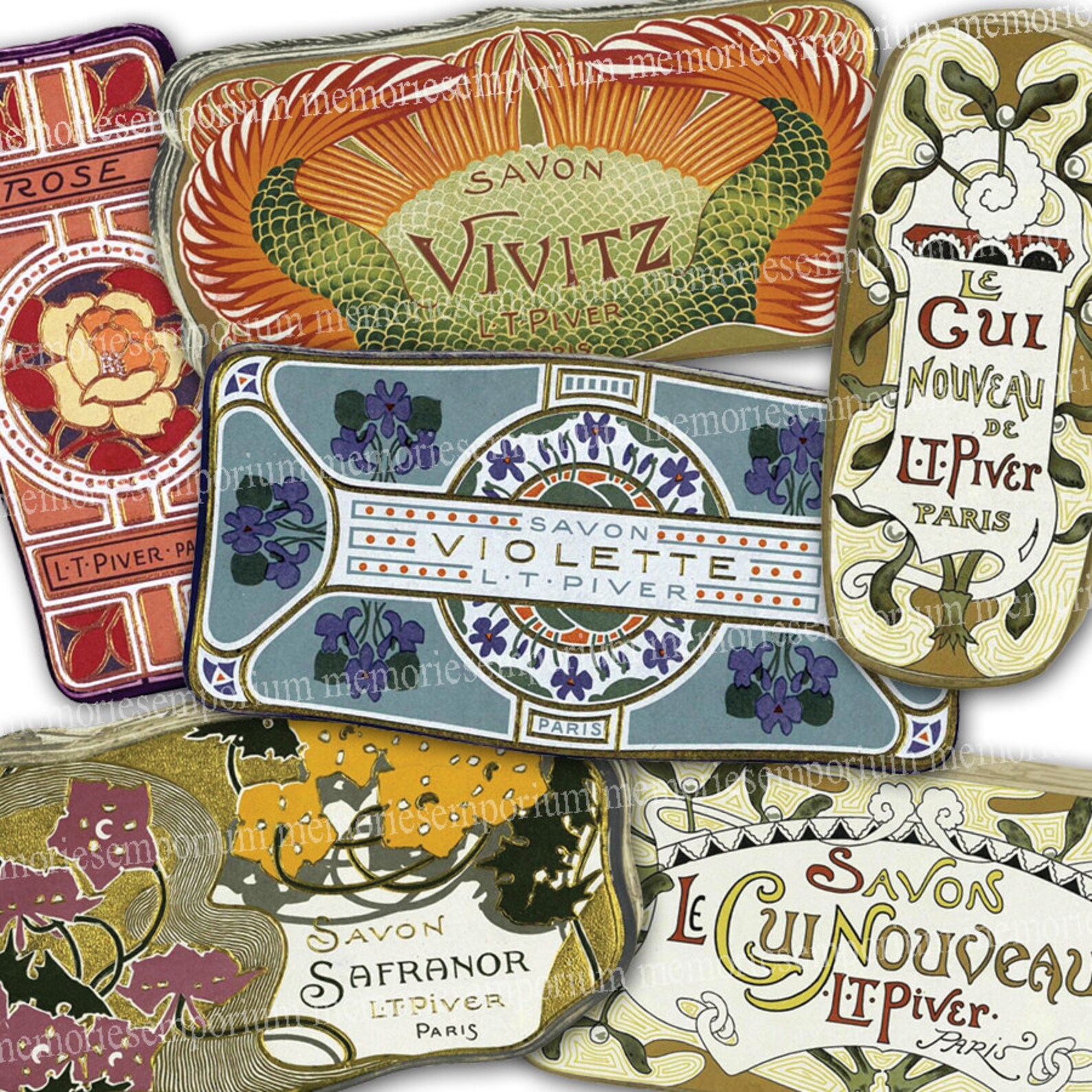 Art Nouveau French Cosmetic Labels Perfume Soap Scent Powder Savon ...