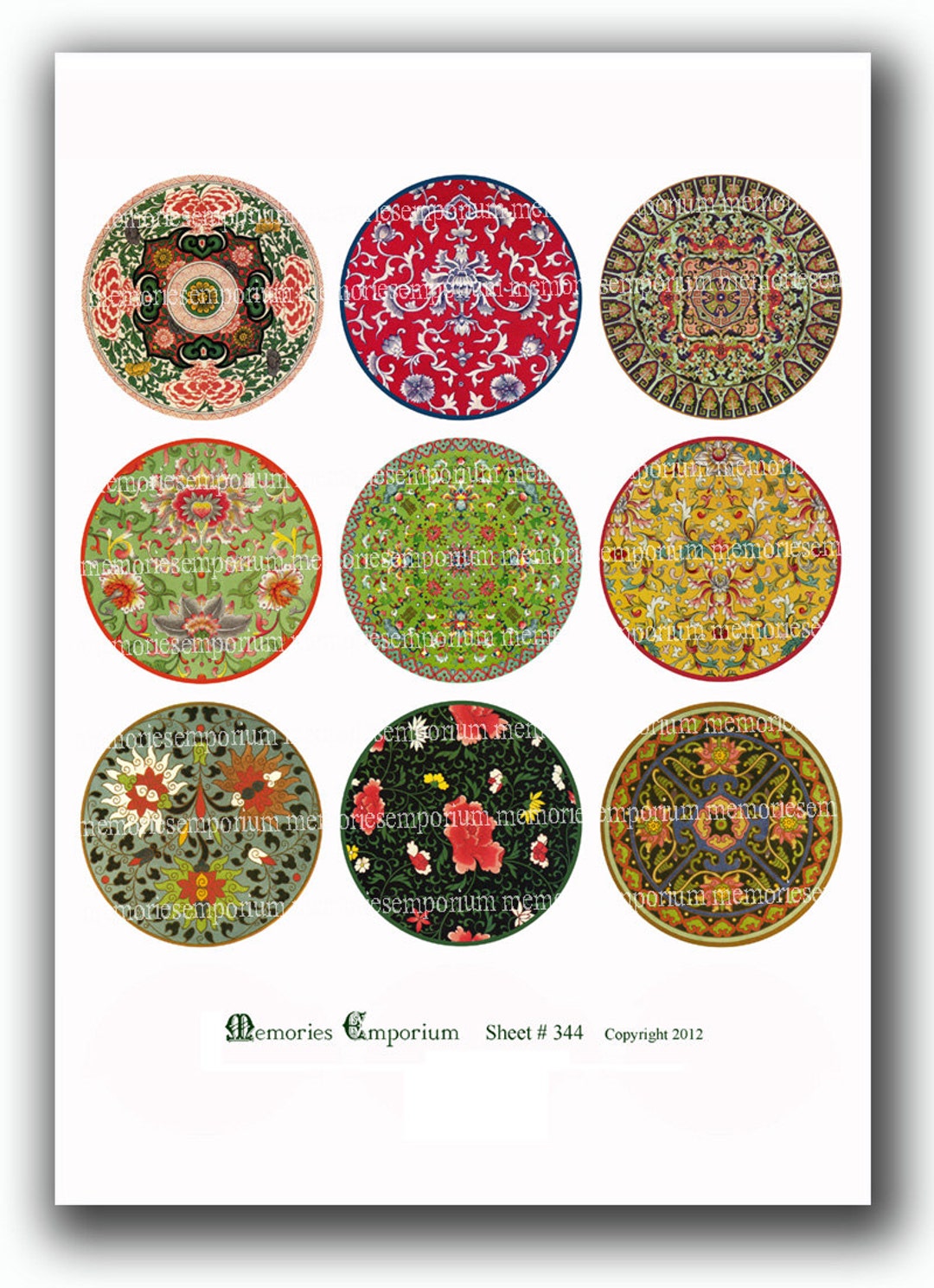 Chinese Floral Patterns Circles Flower Designs Antique Asian Oriental ...
