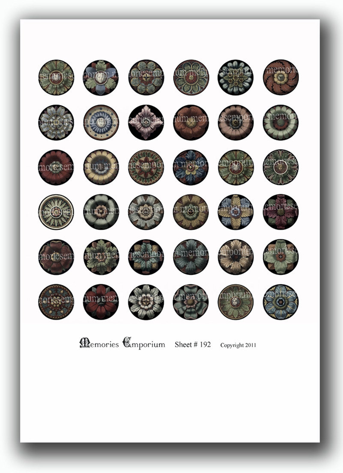 Gothic Muted Rosettes One Inch Circles Inchies Jewelry - Etsy