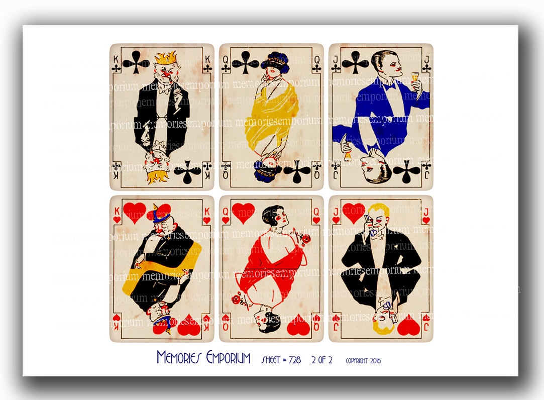 Deco Playing Cards Digital Paper Clipart Printable Download - Etsy