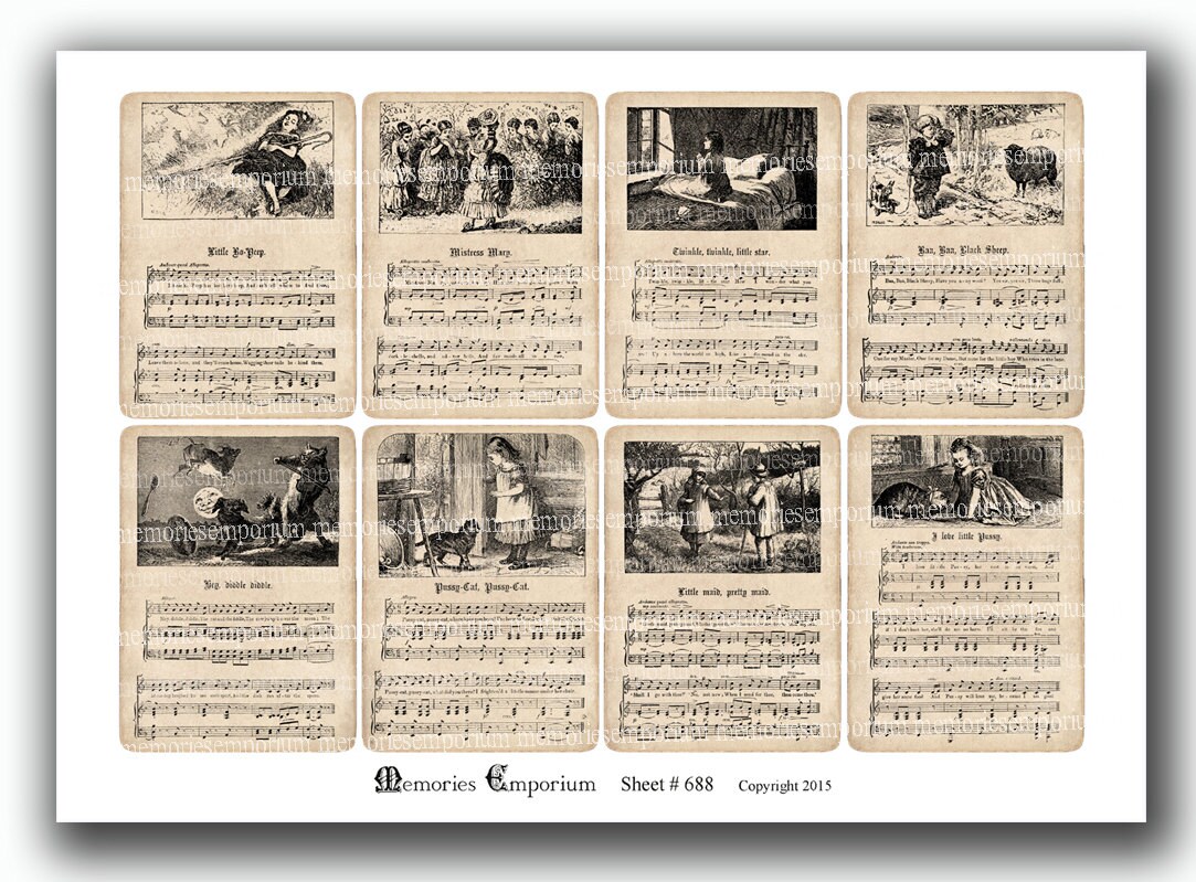 Nursery Rhymes Digital Paper Download Twinkle Twinkle Baa Baa | Etsy