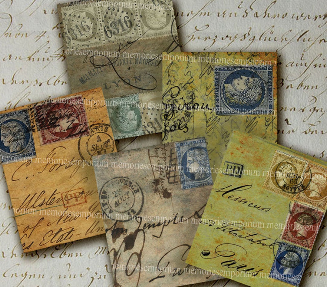 Shabby Chic Paris Envelopes France Stamps French Writing Handwriting ...