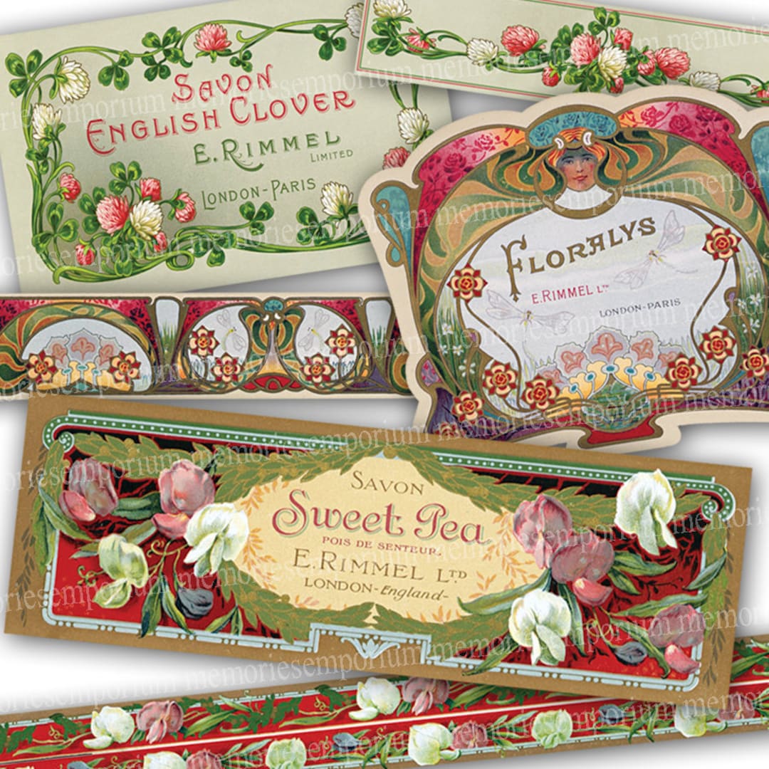Printable Download Soap Labels French Art Nouveau Wrappers Antique ...