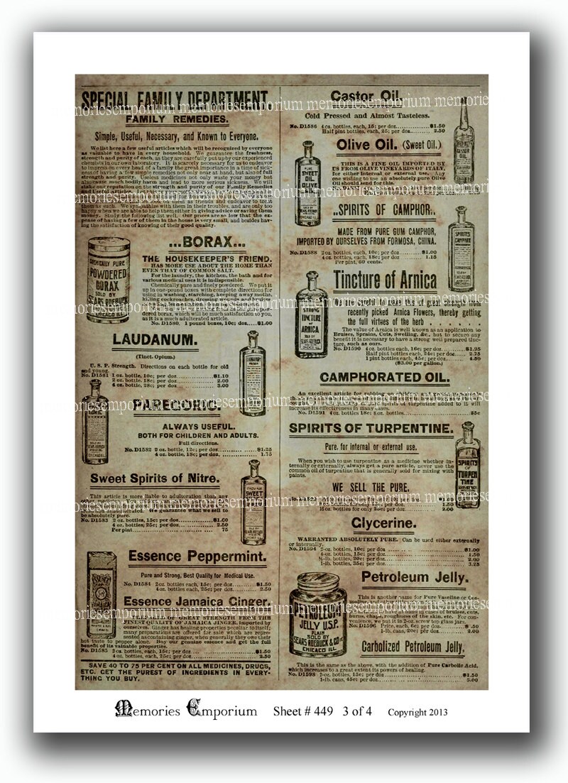Apothecary Medicine Advertisement Pages Potions Lotions Quacks Pills ...