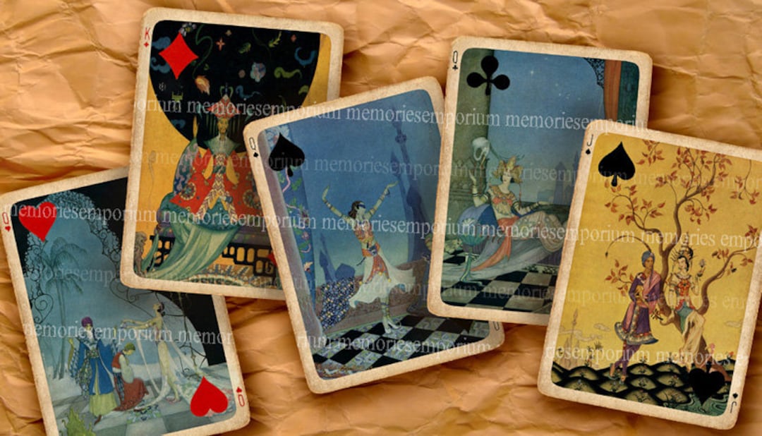 Exotic Art Deco Playing Cards Eastern Oriental Chinese Royal Twenties ...