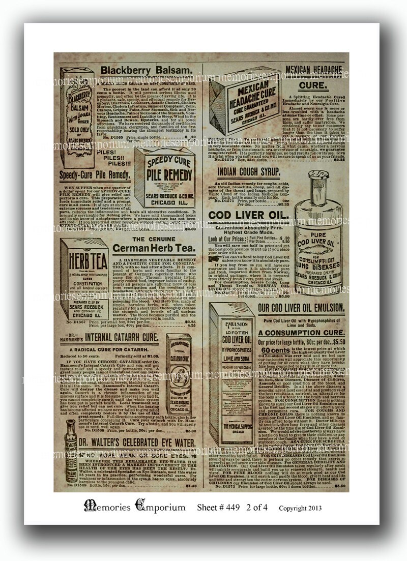 Apothecary Medicine Advertisement Pages Potions Lotions Quacks Pills ...