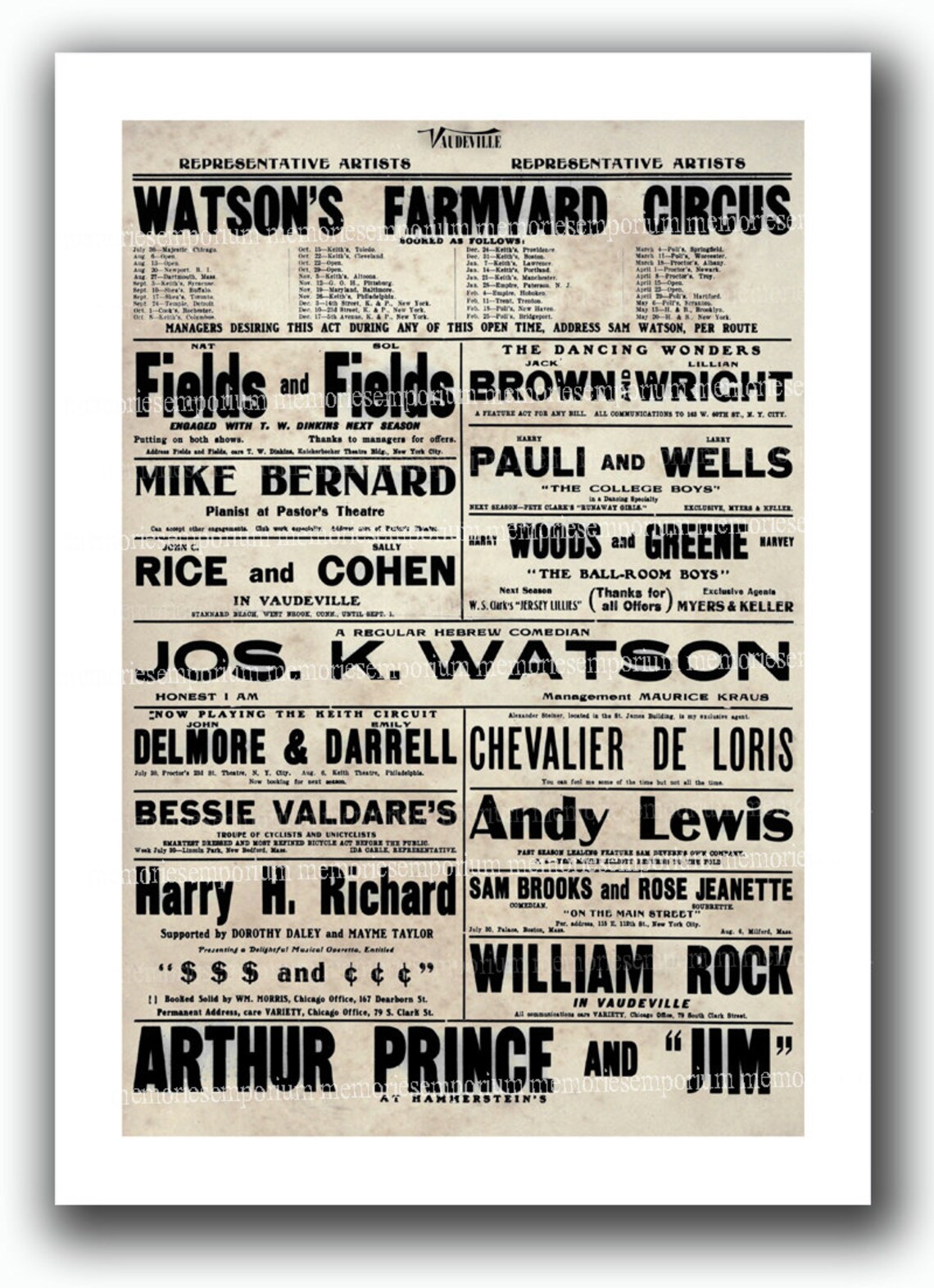 Vaudeville Theatre Acts Old Ads Antique Advertisement - Etsy