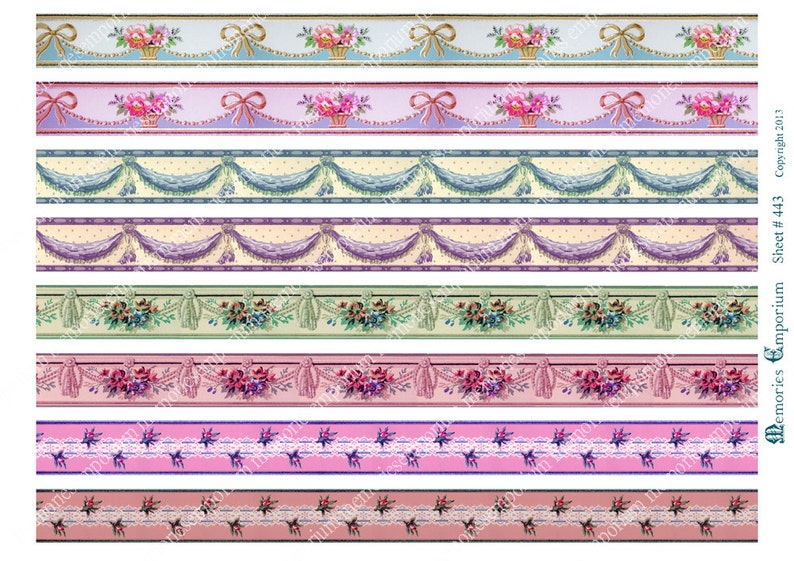 Floral Strips Borders Edging Papers Wallpaper Old Scrapbooking Antique ...