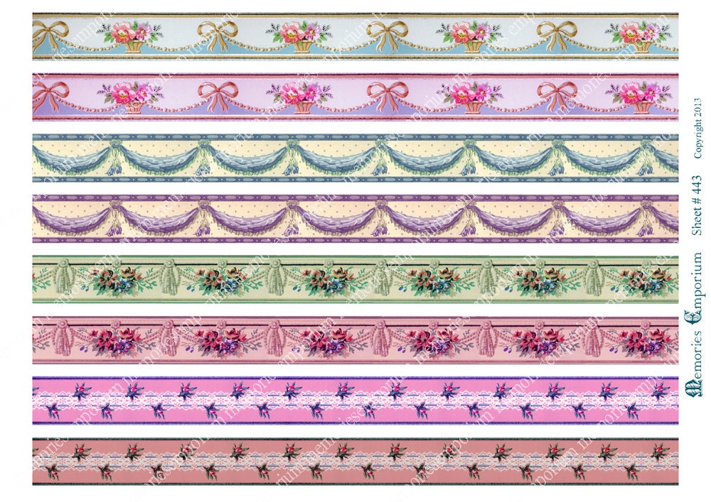 Floral Strips Borders Edging Papers Wallpaper Old Scrapbooking - Etsy