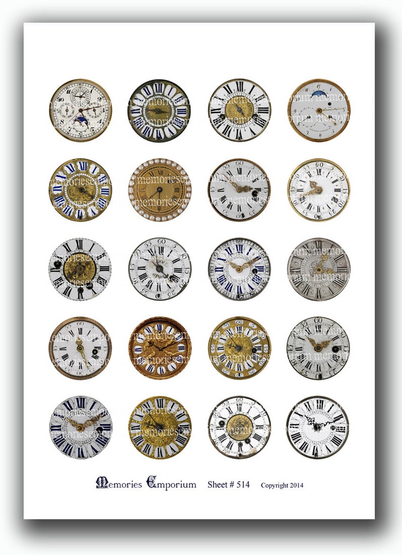Clock Watch Faces Clipart Shabby Chic Antique Watchface Dial Fob ...