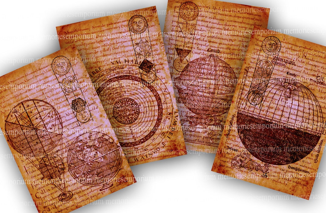 Astronomy Star Map Pages Antique Digital Paper Clipart Old Celestial ...