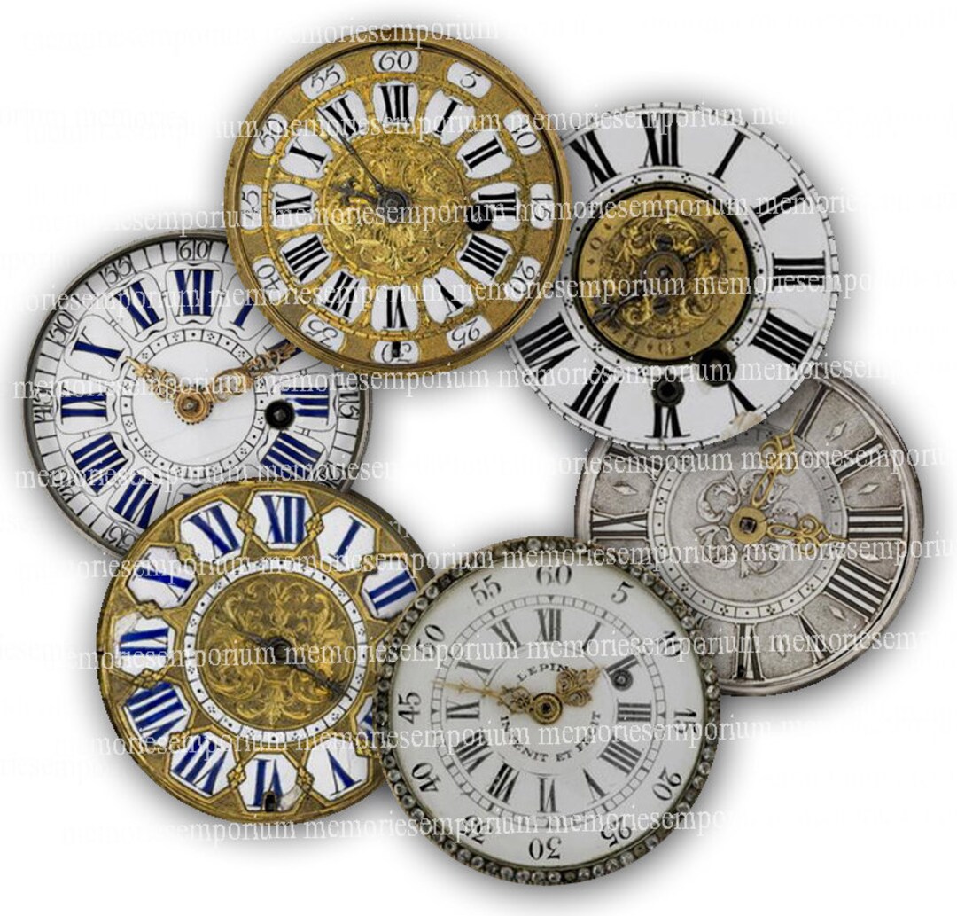 Clock Watch Faces Clipart Shabby Chic Antique Watchface Dial Fob ...