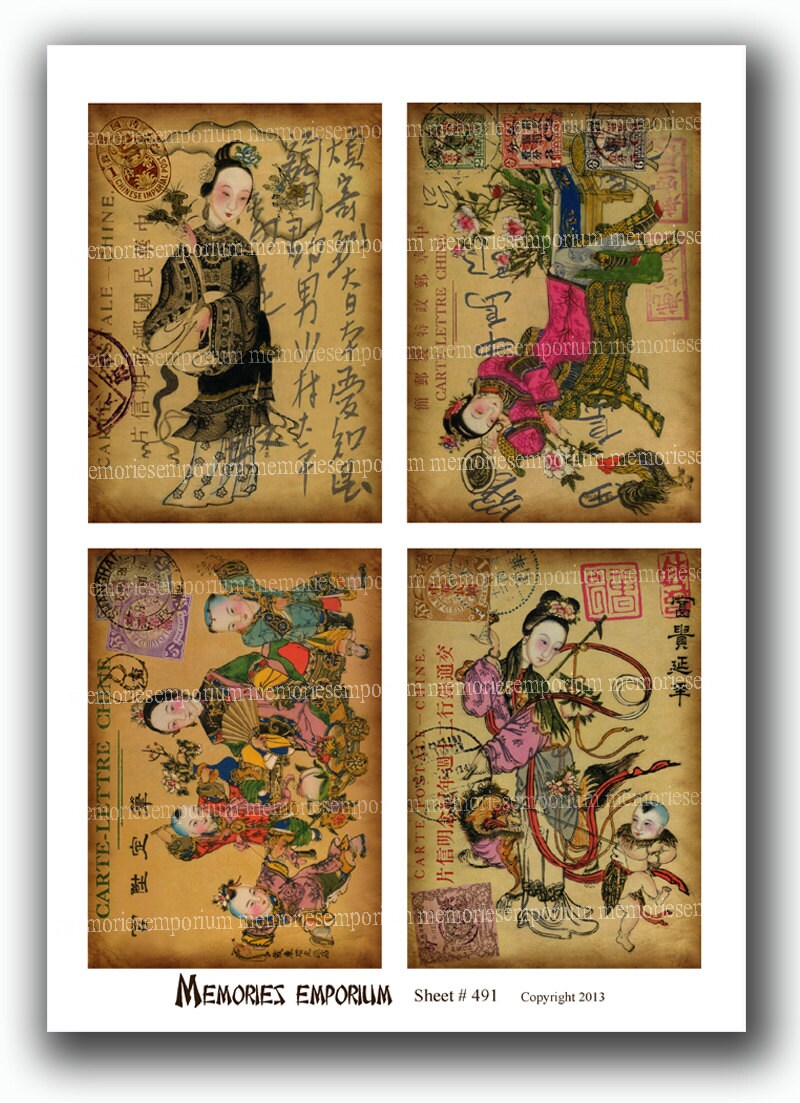 Chinese Postcards Asian Oriental Fantasy Chine Antique Postage - Etsy