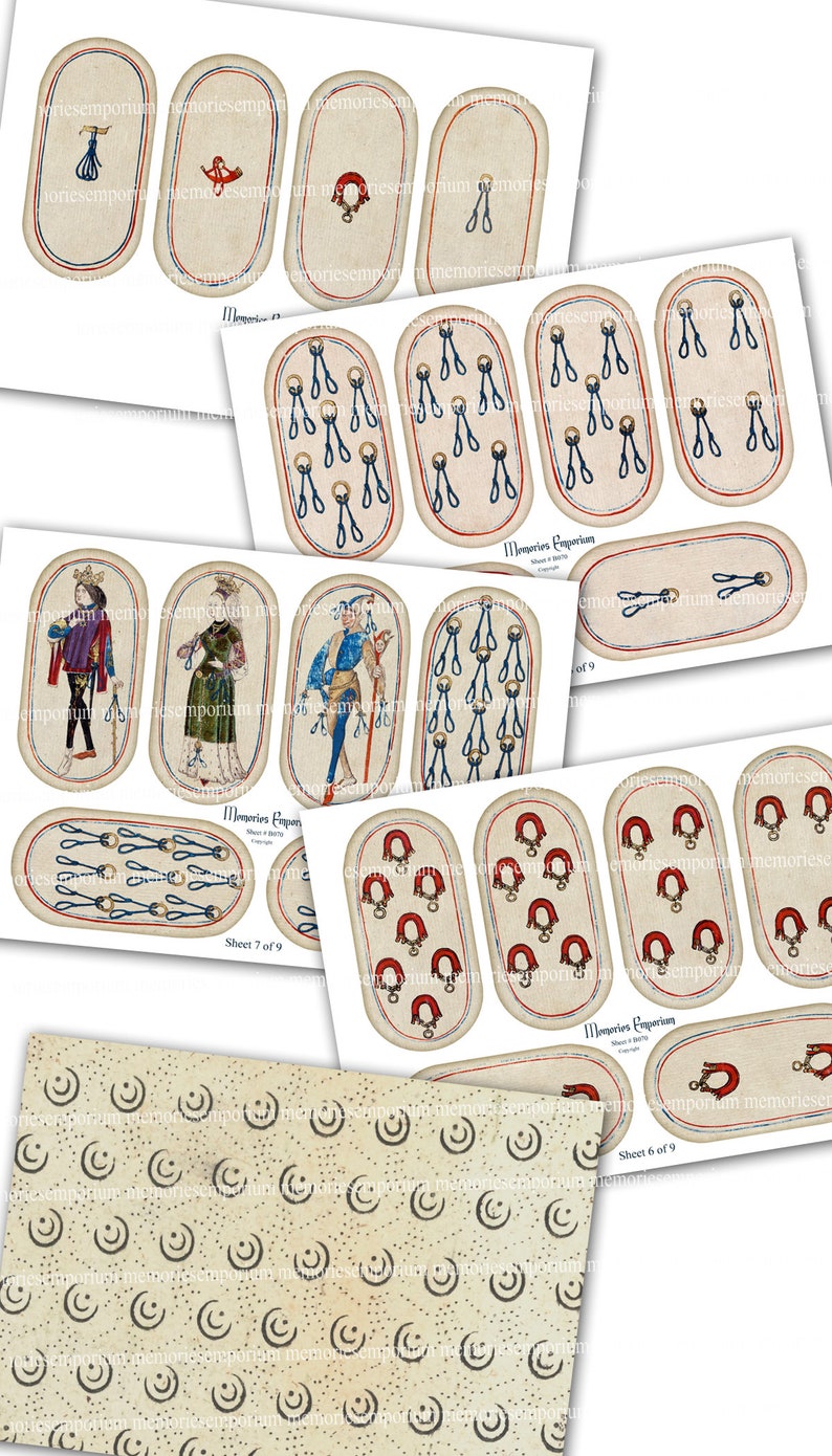 Medieval Oval Playing Cards Cloisters Full Set of 52 Printable Download ...