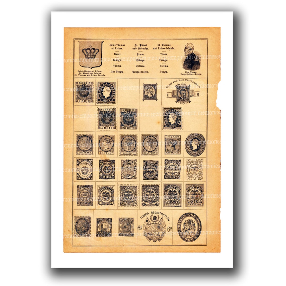 Vintage Postage Stamp Album Pages Antique Postal Ephemera Digital ...