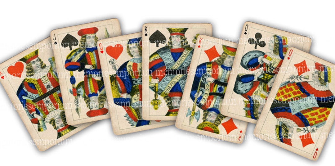 Playing Cards Digital Paper Clipart Antique Games Cards Royals Old ...