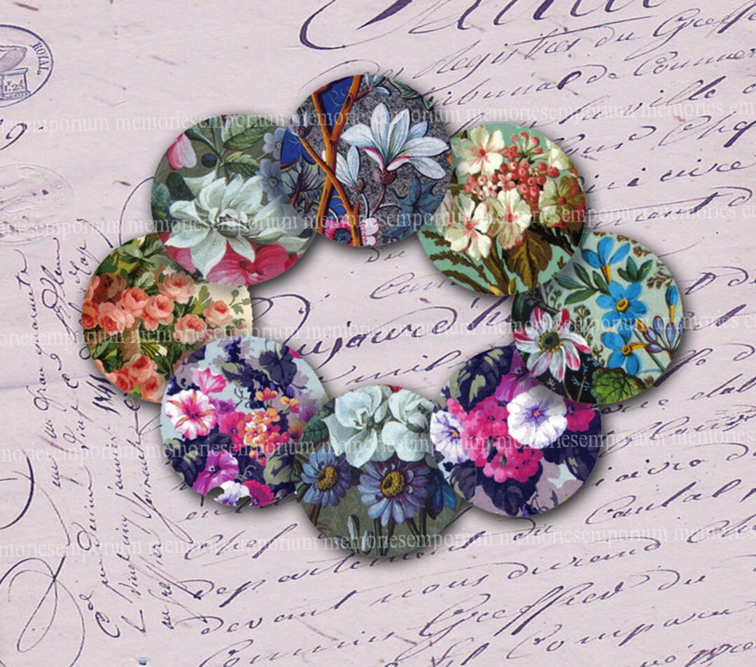 Victorian Floral Inchies Circles One 1 Inch Antique Decoupage for ...