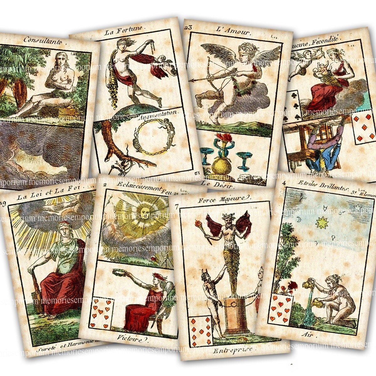 Fortune Teller Printable Download Full Deck 42 Cards Antique - Etsy