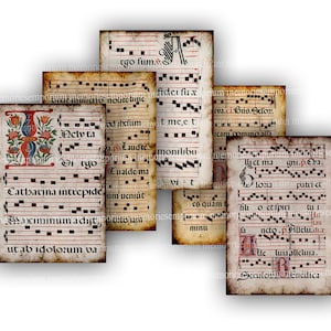 Music Pages Medieval Musical Notes Digital Paper Decoupage Decoration ...