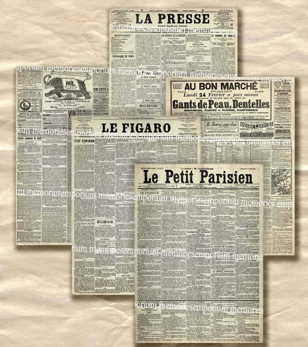 Old French Newspapers Decoupage Newsprint Shabby Chic Grunge ACEO ATC ...