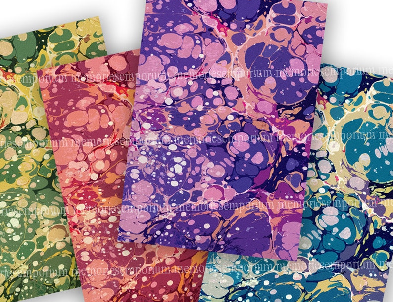 Marbled Papers Clipart Printable Download Antique Marble - Etsy