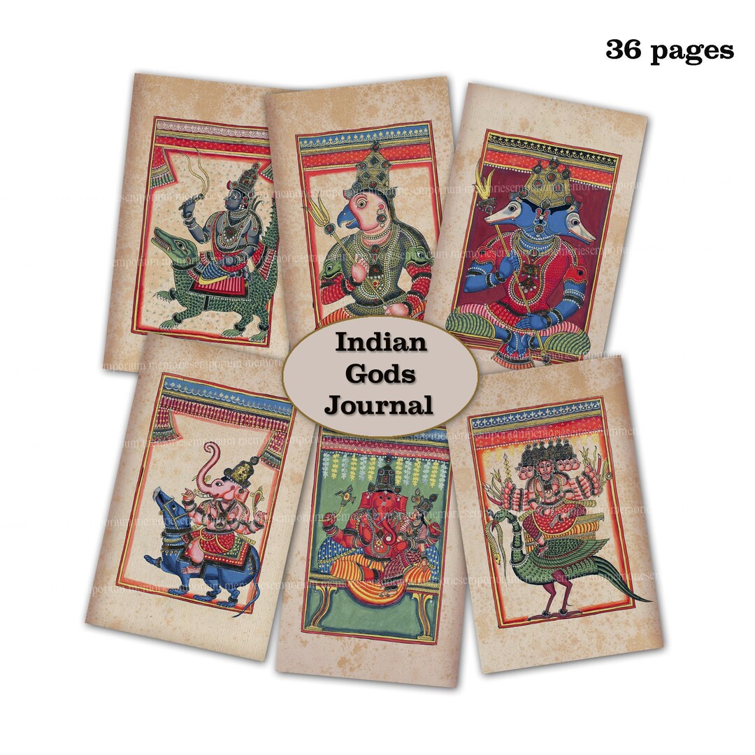 Printable Download India Gods Junk Journal Antique Asian Indian Pages ...