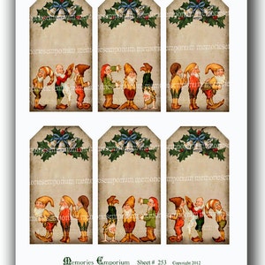 Christmas Elf Gift Tag DIY Swing Card Digital Paper Holidays Elves ...