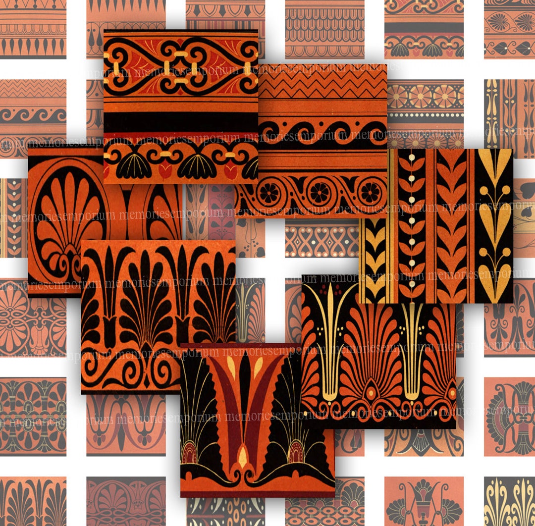 Ancient Greece Clipart Greek Digital Paper Designs Patterns Ochre Black ...