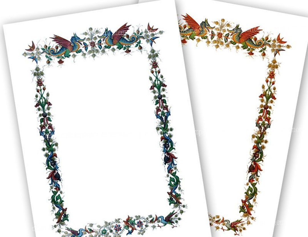 Dragon Paper Illuminated Stationery Printable Digital Download Pages ...