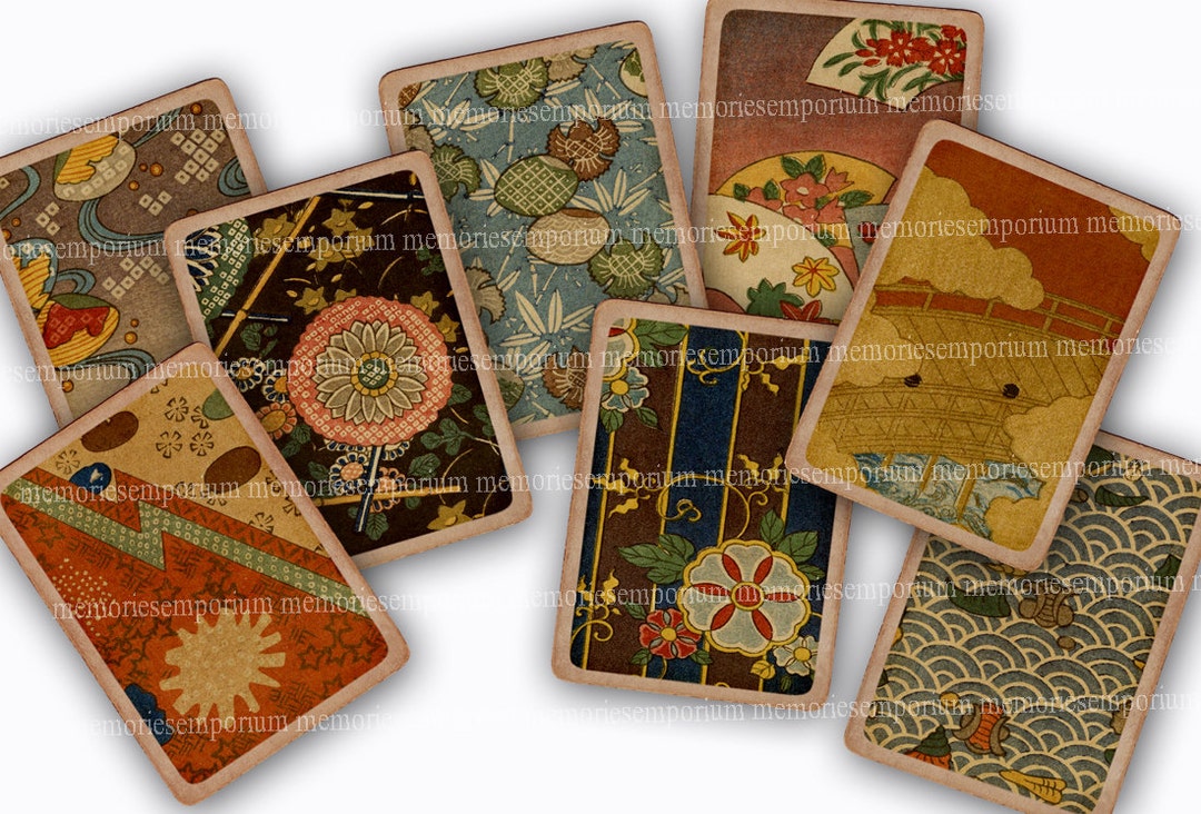 Japanese Playing Card Designs Meiji Period Patterns Digital Collage ...