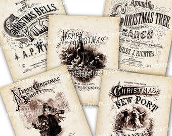 Vintage Christmas Carol Sheetsinstant Downloadfour Christmas - Etsy