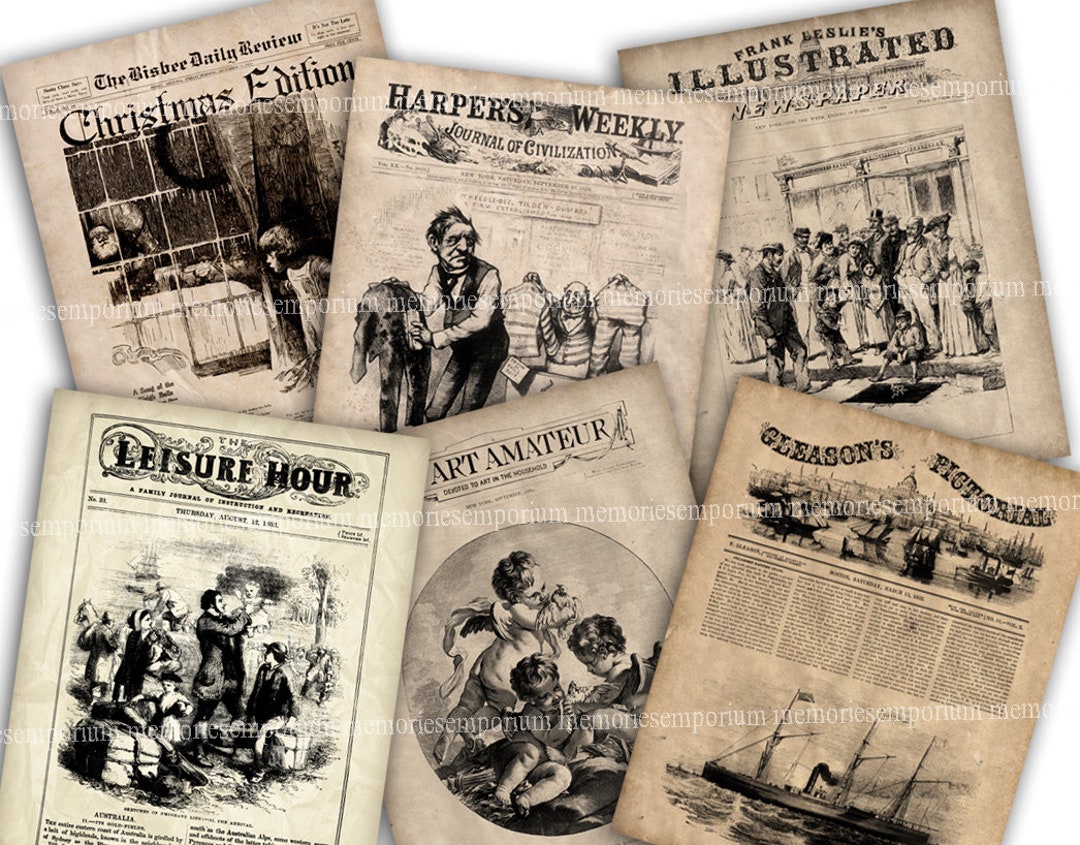 Old American Newspapers Printable Paper Pack Monthly Weekly US Magazine ...