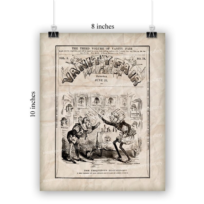 Vanity Fair, 1860s Printable Magazine Covers Vintage US Old Newspaper ...