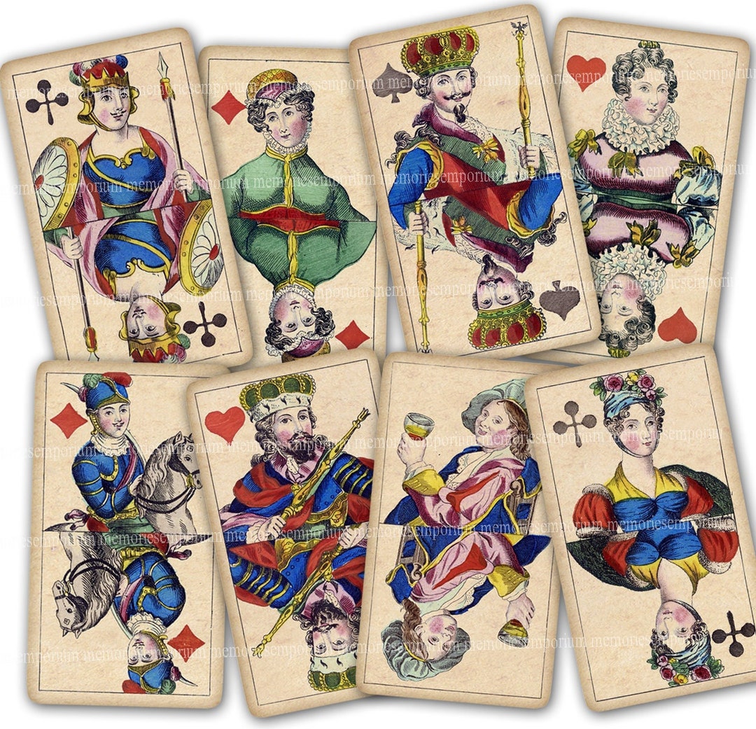 Playing Cards Royals Antique Printable Download Part Deck 19th Century ...