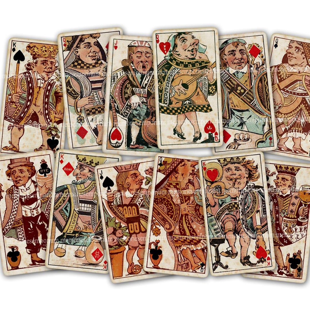 Vintage Playing Cards Funny Incomplete Deck All Royals Kings Queens ...