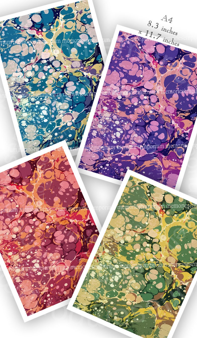 Marbled Papers Clipart Printable Download Antique Marble - Etsy