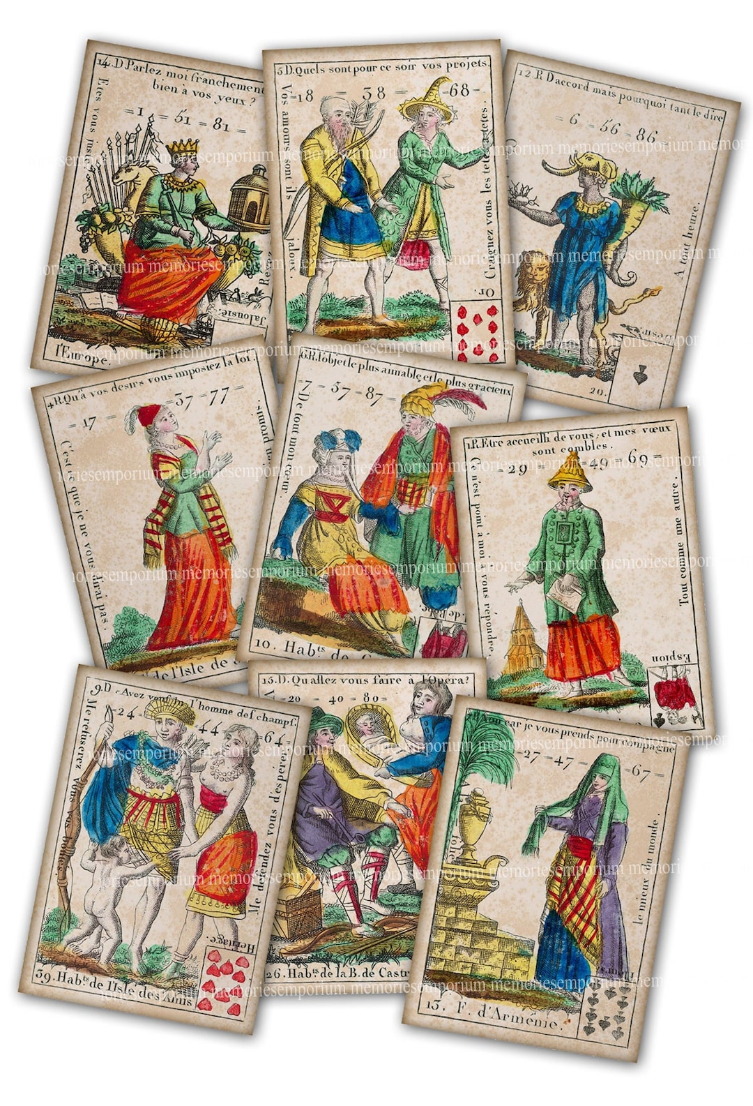 Antique Playing Card Deck of 32 Printable Download French Game of ...