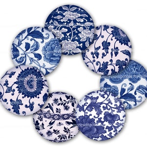 Blue and White Chinese Circles Chinois Asian Digital Paper Download 1 ...