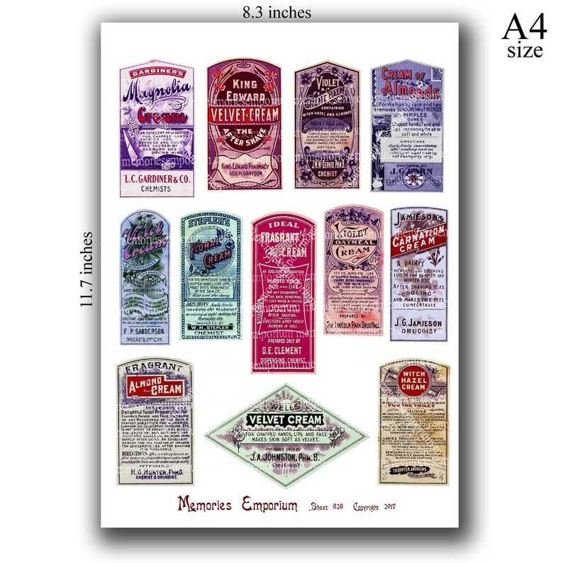 Drug Store Labels Antique Digital Printable Download Vintage - Etsy