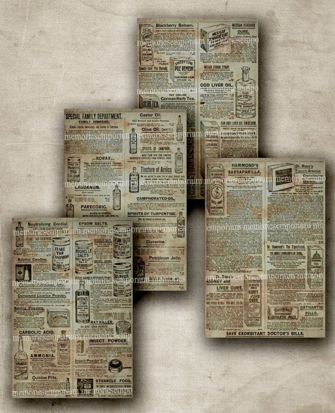 Apothecary Medicine Advertisement Pages Potions Lotions Quacks Pills ...