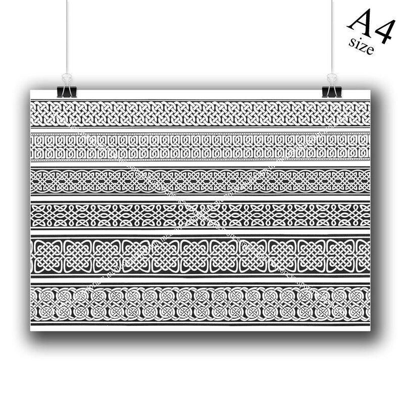 Celtic Knots Pattern Strips Printables Black and White Bands - Etsy