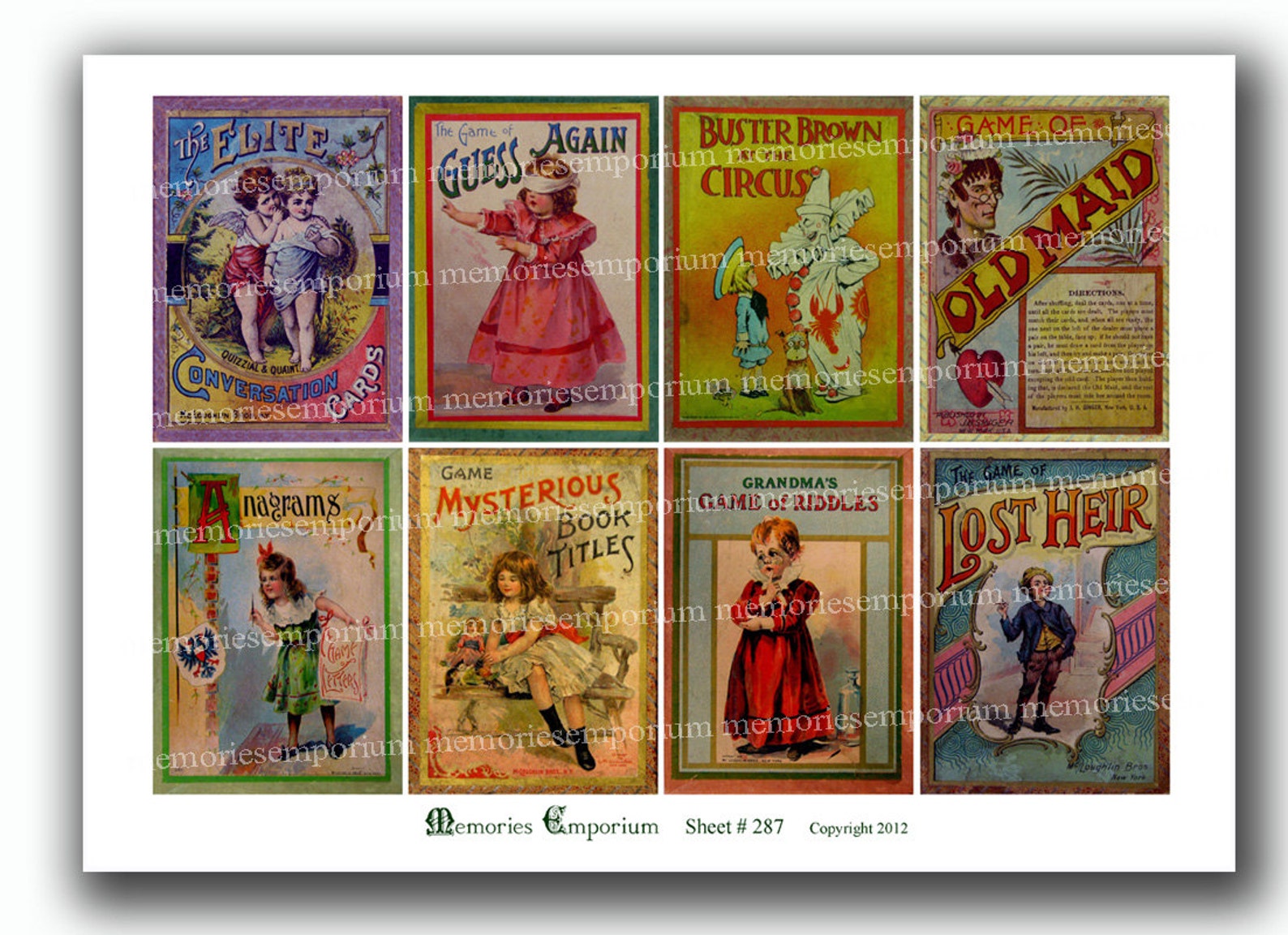 Playing Card Parlor Games Covers ATC ACEO Children Antique Parlour ...