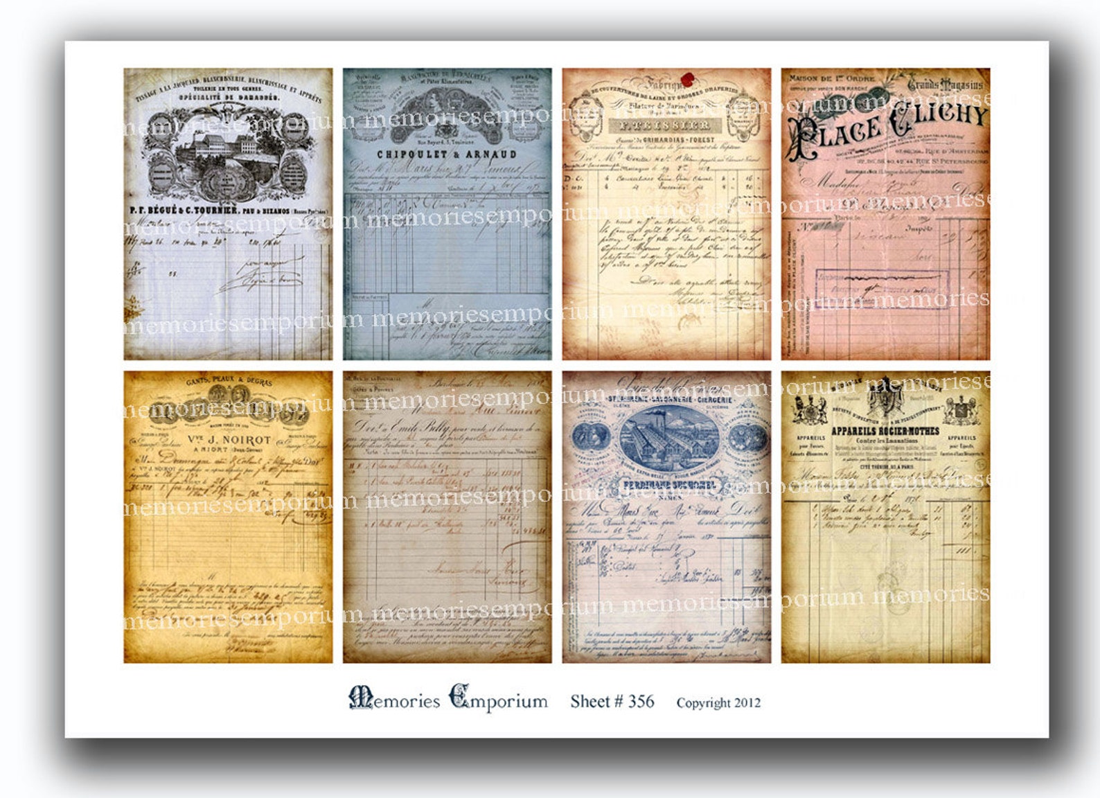 Antique French Invoices Receipts ATC ACEO Size Old Paper Ephemera ...