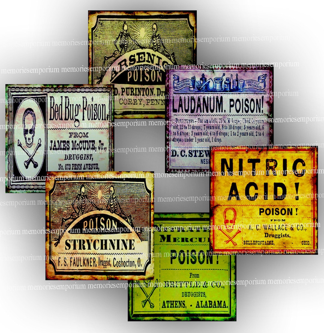 Halloween Poison Labels Digital Paper Shabby Chic Antique Druggist ...