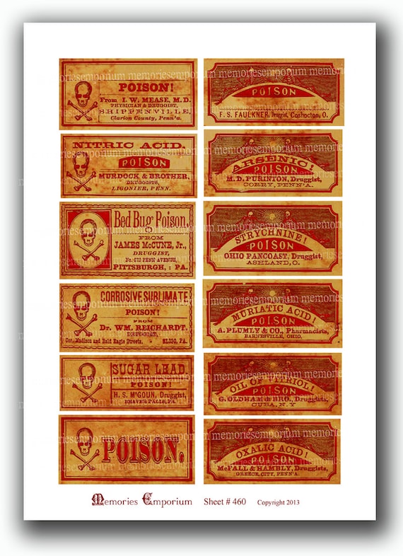 Poison Labels DIY Halloween Antique Medicine Druggist - Etsy